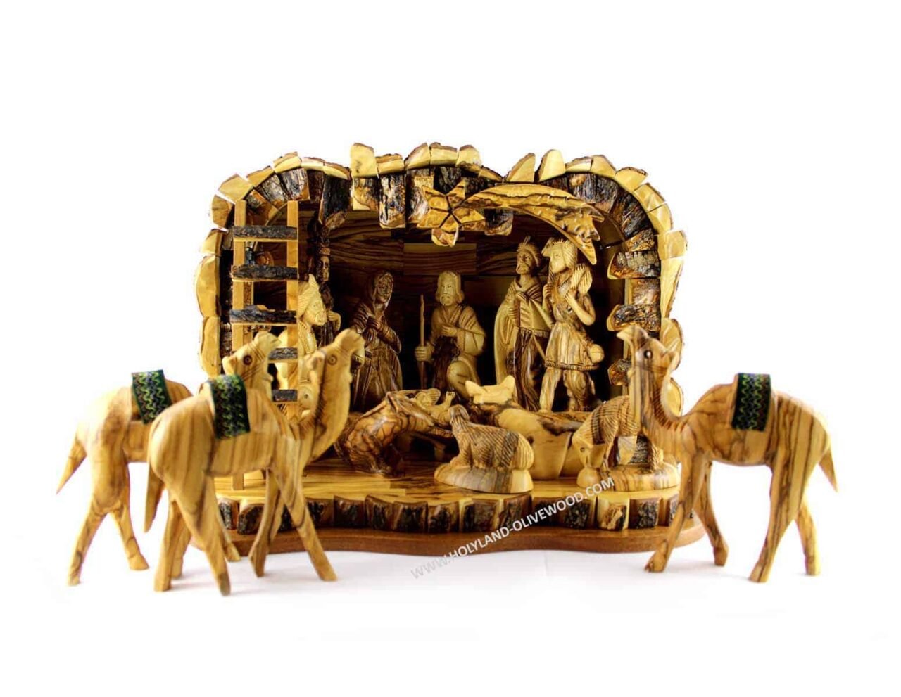 Olive Wood Nativity Grotto Set #NA110 - Holy Land Olive Wood ...
